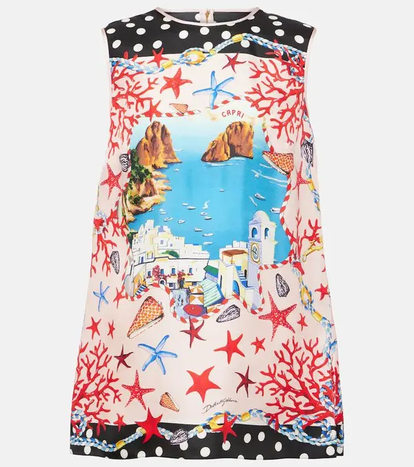 Dolce & Gabbana Capri Printed Silk Top