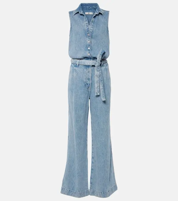7 For All Mankind Pleated Denim Jumpsuit