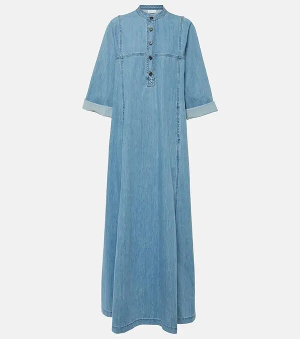 white christmas dresses Stylish Button-Front Denim Maxi Dress in Two Washes – Rhinestones-N-Rawhide