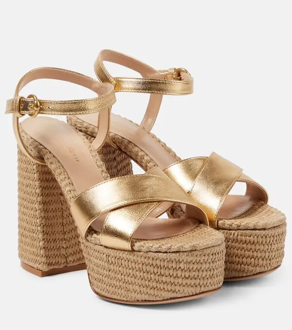 GIANVITO ROSSI Metallic Leather Platform Sandals