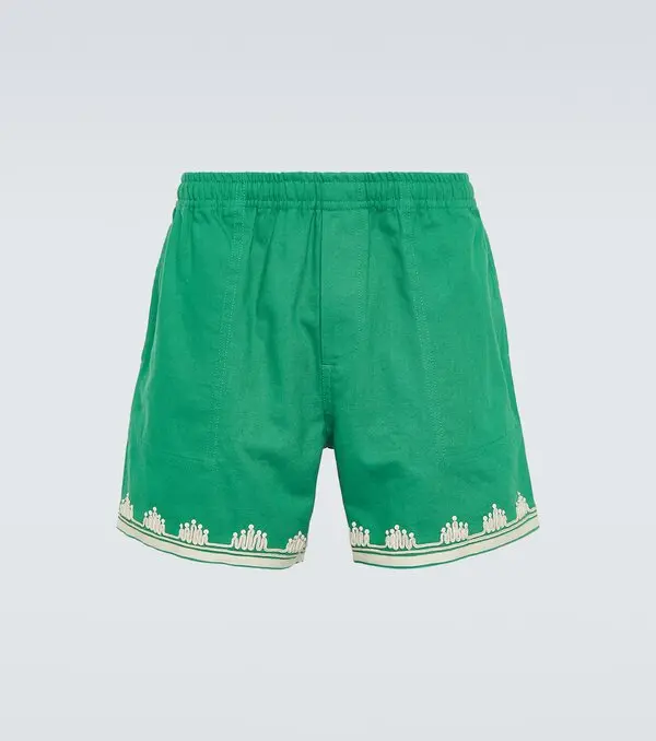 BODE Ripple Embroidered Cotton Shorts