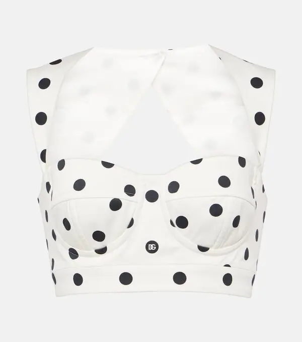 Dolce & Gabbana Polka-dot Cotton-blend Drill Crop Top - Multicoloured