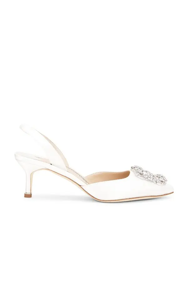 Manolo Blahnik Hangisli 50 Satin Slingback Pumps