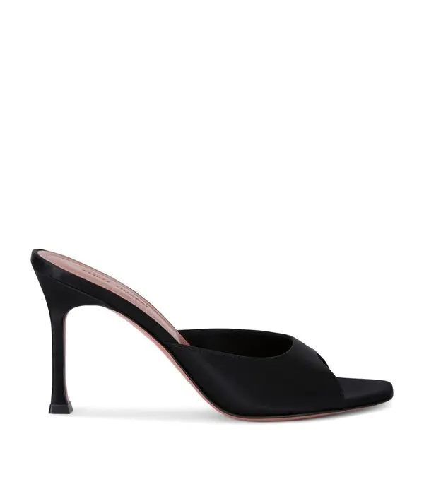 Amina Muaddi Satin Alexa Mules 90 - Black
