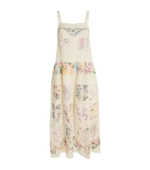 Zimmermann Halliday Lace-Trim Midi Dress - Multi | Editorialist