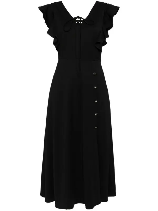 B+AB Ruffle-detail V-neck Midi Dress
