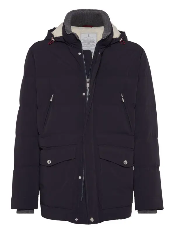 Brunello Cucinelli Quilted Hooded Jacket - Blue