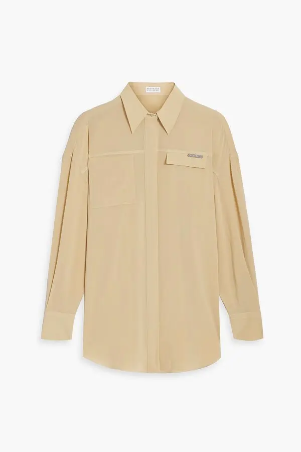 Brunello Cucinelli Bead-embellished Stretch-silk Chiffon Shirt