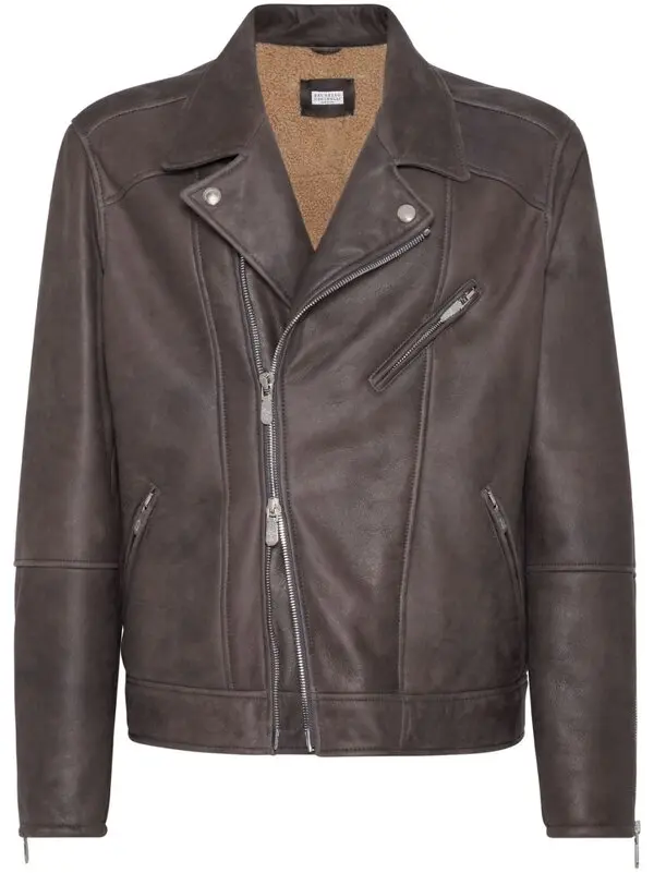 Brunello Cucinelli Shearling-lined Leather Jacket