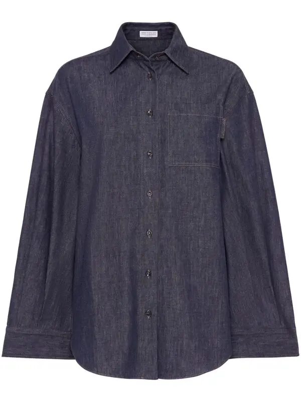 Brunello Cucinelli Point-collar Denim Shirt