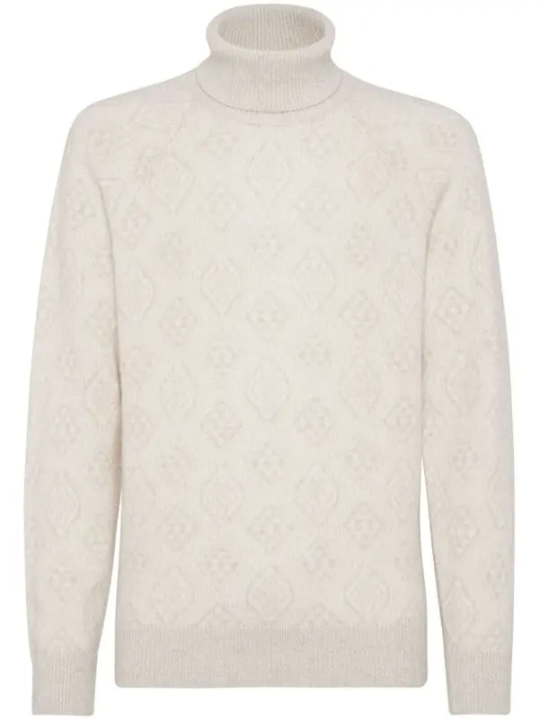 Brunello Cucinelli Roll-neck Long-sleeve Jumper - White