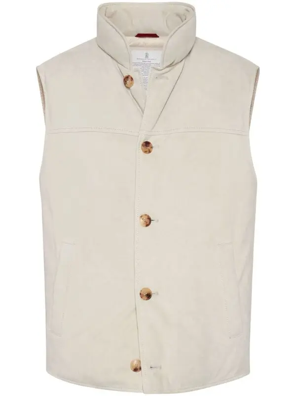 Brunello Cucinelli Padded Leather Vest - Neutrals