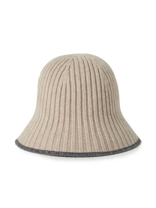 Brunello Cucinelli Stripe-detail Knitted Bucket Hat - Neutrals