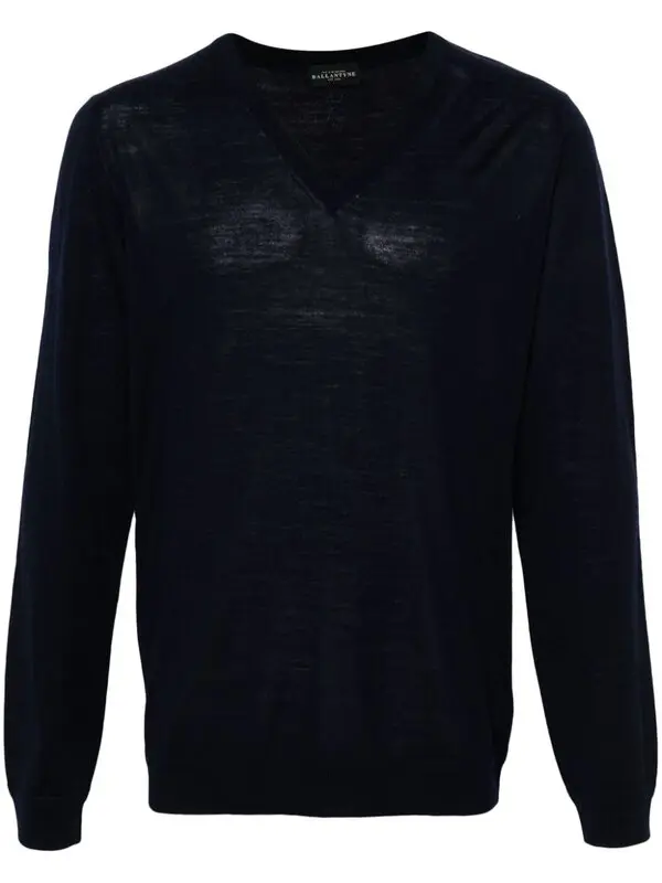 BALLANTYNE V-neck Wool Jumper - Blue