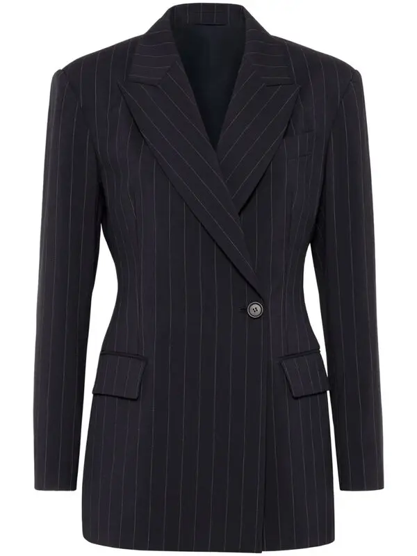 Brunello Cucinelli Pinstripe Blazer With Monili Trim