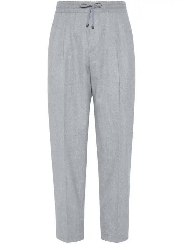 Brunello Cucinelli Pressed-crease Wool Trousers - Grey
