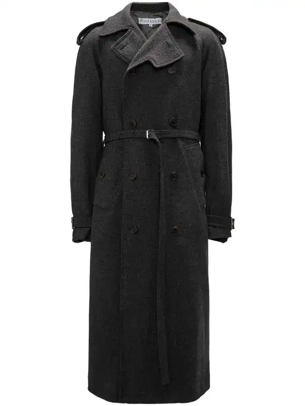 Jw Anderson Double-Breasted Wool-Blend Coat In Grey - 66% Off