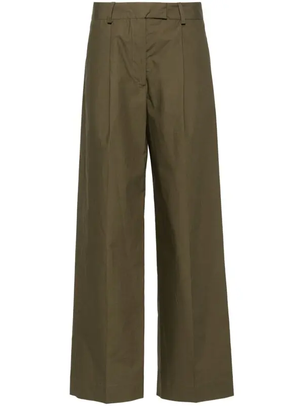 MODES GARMENTS Poplin Straight-leg Trousers - Green
