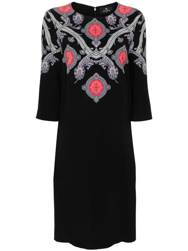 Etro Paisley-print Cady Midi Dress - Black