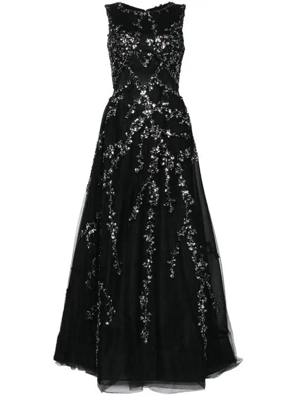 SAIID KOBEISY Beaded Tulle Gown