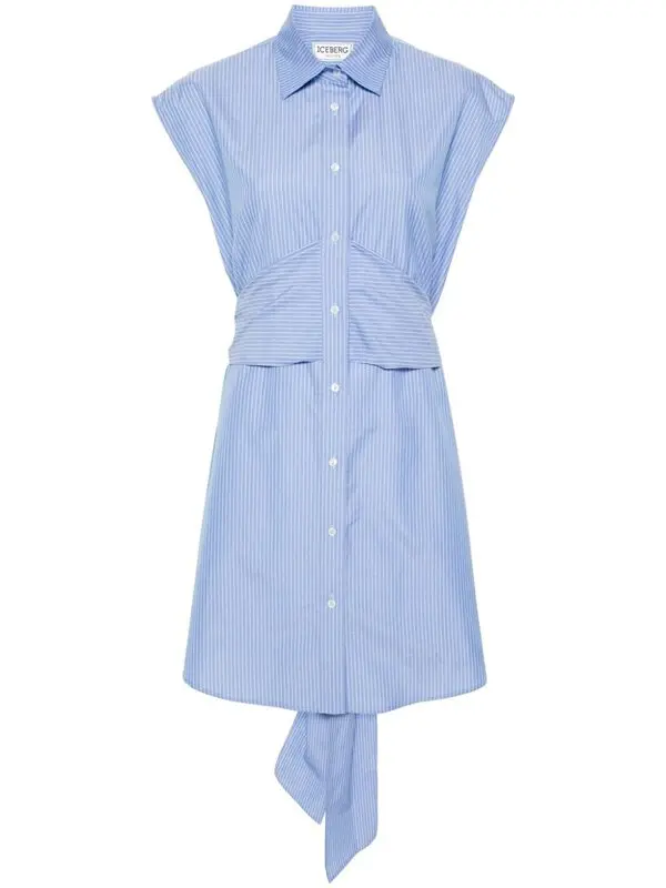 Iceberg Striped Poplin Mini Shirt Dress