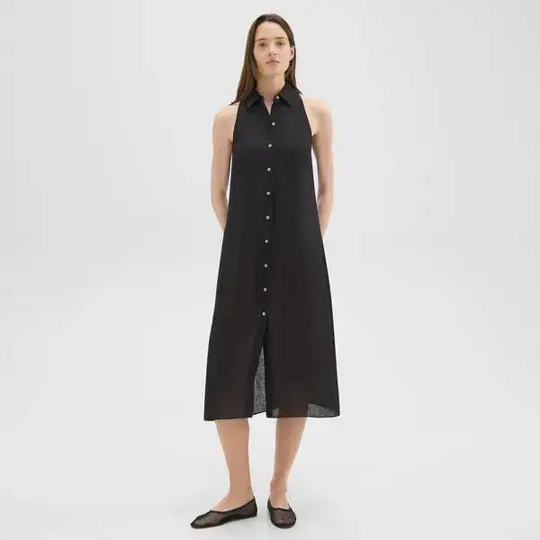 halter dress shirt Ivory Halter Neck Maxi Dress with Slit