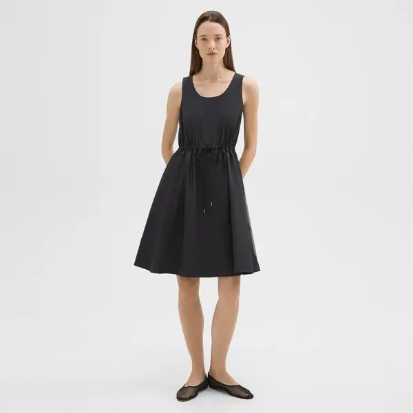 black mini dress with lace trim Lace Triangle Flared Mini Dress in Black – MONSE main image 0