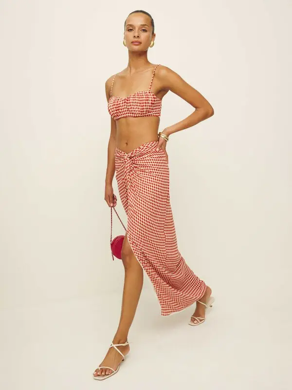 REFORMATION Alana Two Piece - Tomato Check