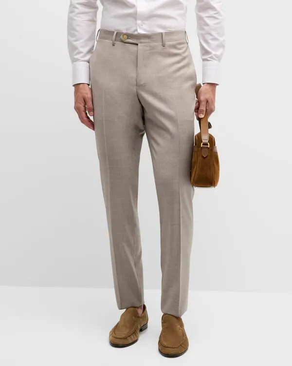 Canali Solid 150s Wool Twill Trousers