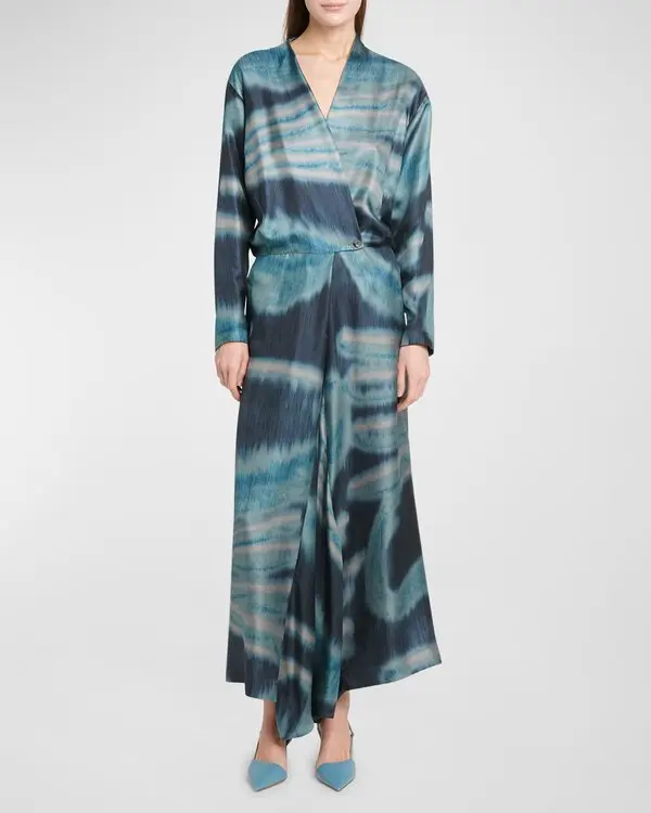 Giorgio Armani Abstract-print Silk Maxi Wrap Dress