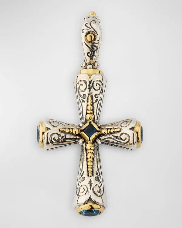Konstantino Sterling Silver And Yellow Gold Spinel Cross Pendant