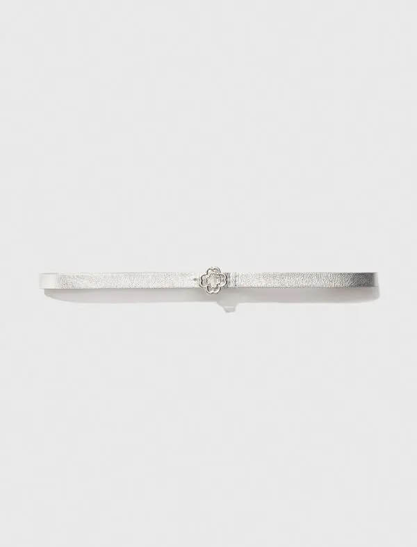 Maje Slim Belt With Clover Buckle - Silver