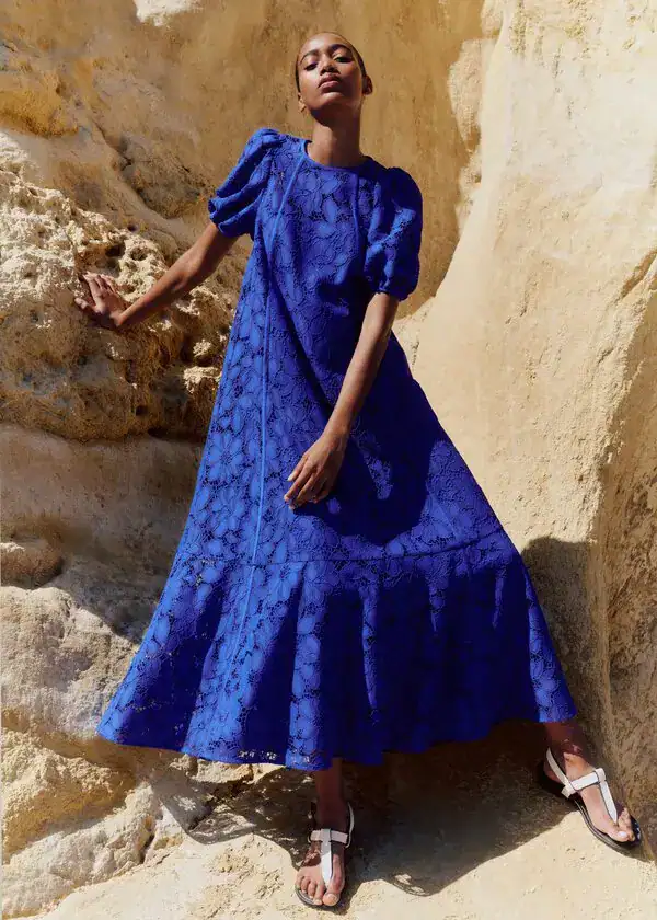 Me+Em Guipure Lace Maxi Dress In Forget-Me-Not Blue - 50% Off | Editorialist