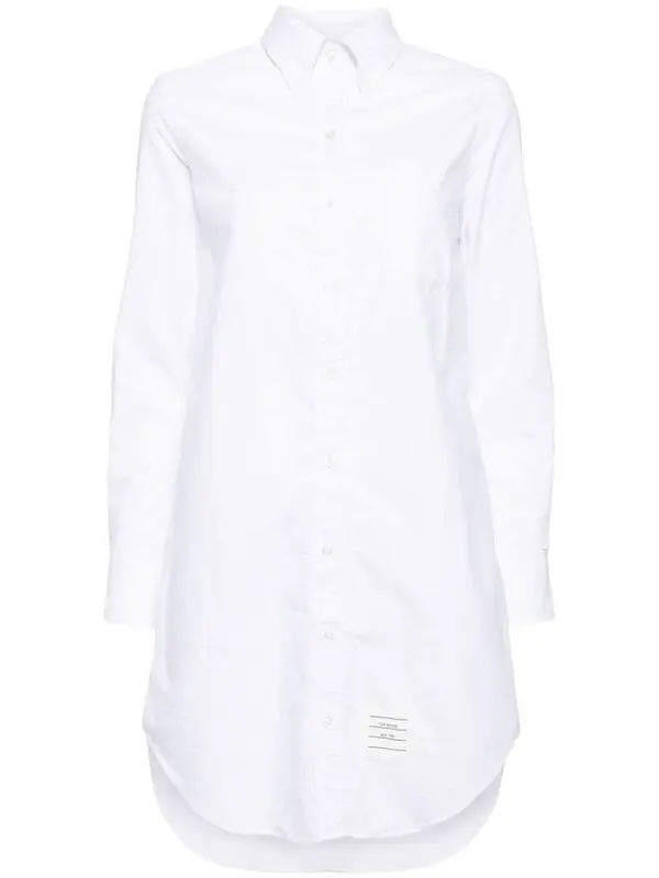 Thom Browne Logo-patch Poplin Shirt Dress - White