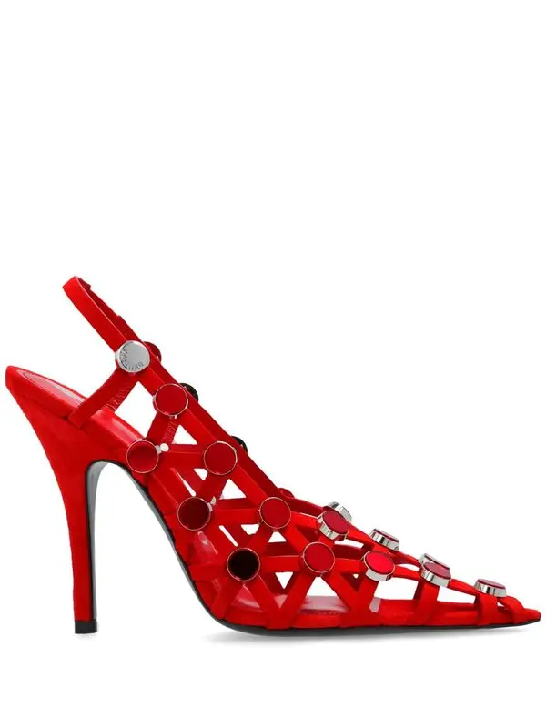 Attico Grid 105mm Leather Pumps - Red