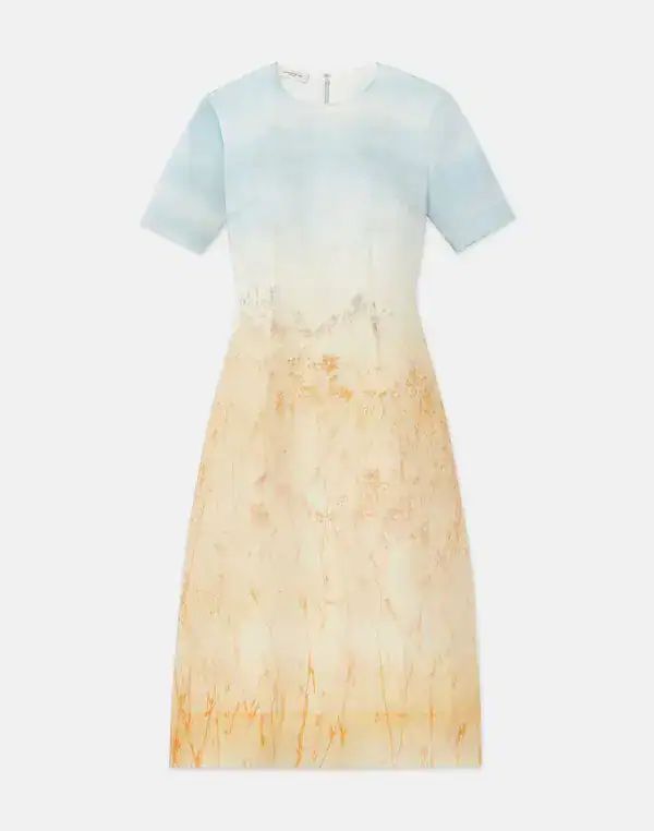 lafayette 148 silk dress Lafayette 148 New York Silk-Blend Pleated Cap Sleeve Below Knee Dress
