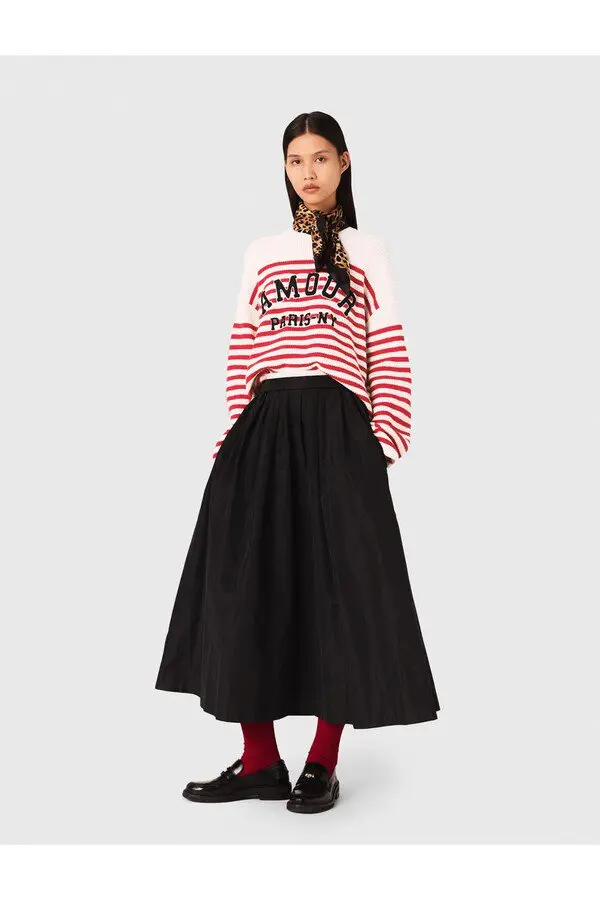 Maje Maxi Skirt With Contrast Waistband