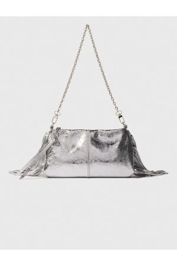 Maje Miss M Leather Clutch - Silver
