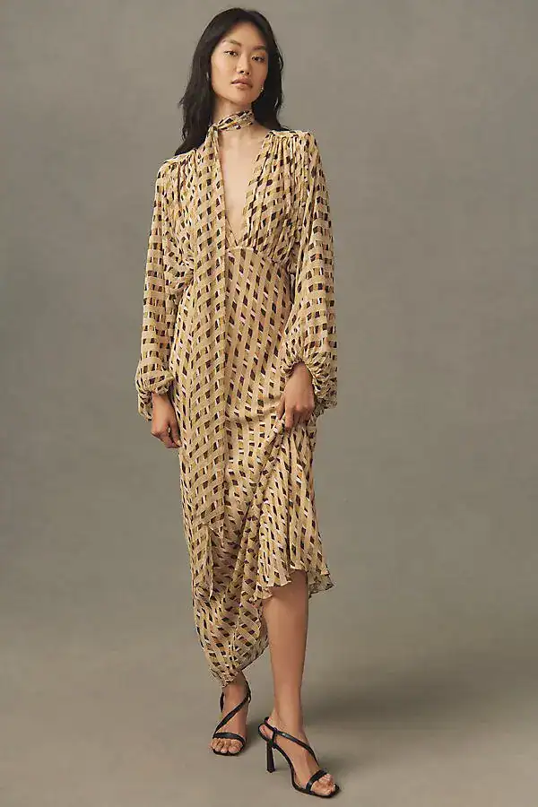 maxi dress with shirt under LESET Margo Maxi Dress in Black in Cotton