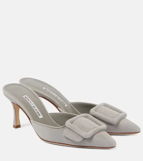 Manolo Blahnik Maysale Suede Mules