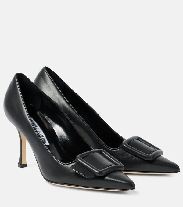 Manolo Blahnik Maysale 70 Leather Pumps - Black