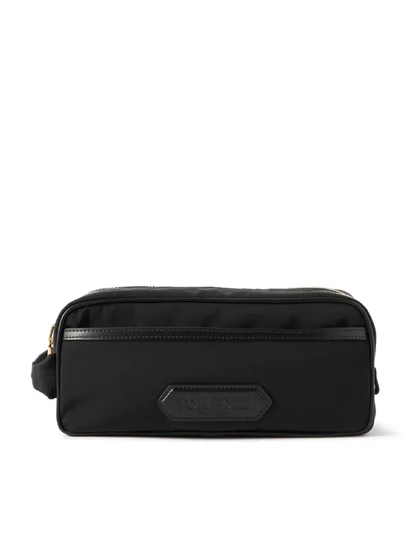 TOM FORD Leather-trimmed Shell Wash Bag