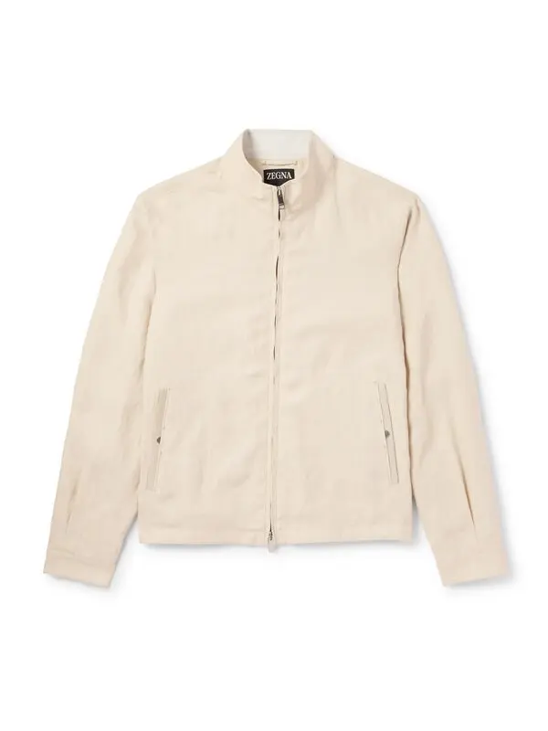 Zegna Leather-trimmed Oasi Linen Jacket
