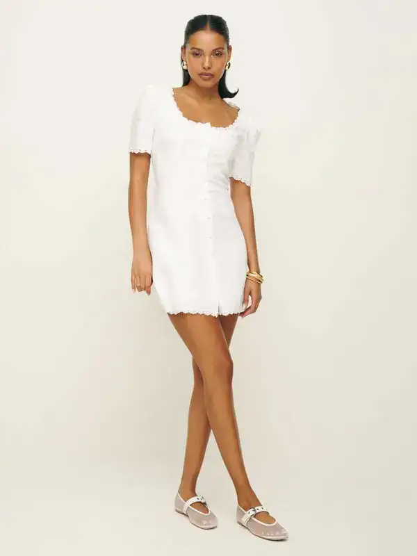 Anabella Linen Mini Dress - Ivory