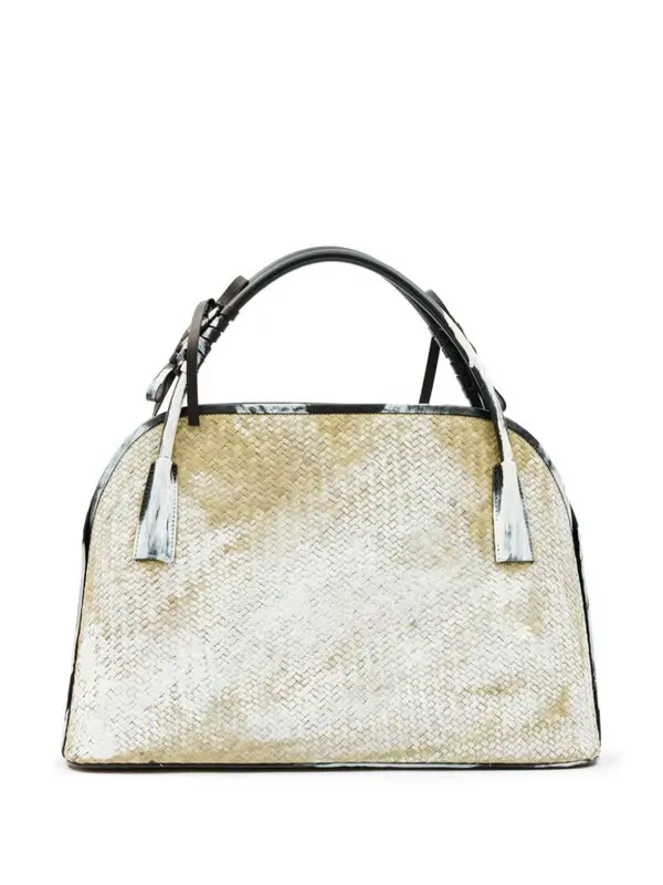 MAISON MARGIELA Paint Splatter Raffia Tote - Neutrals