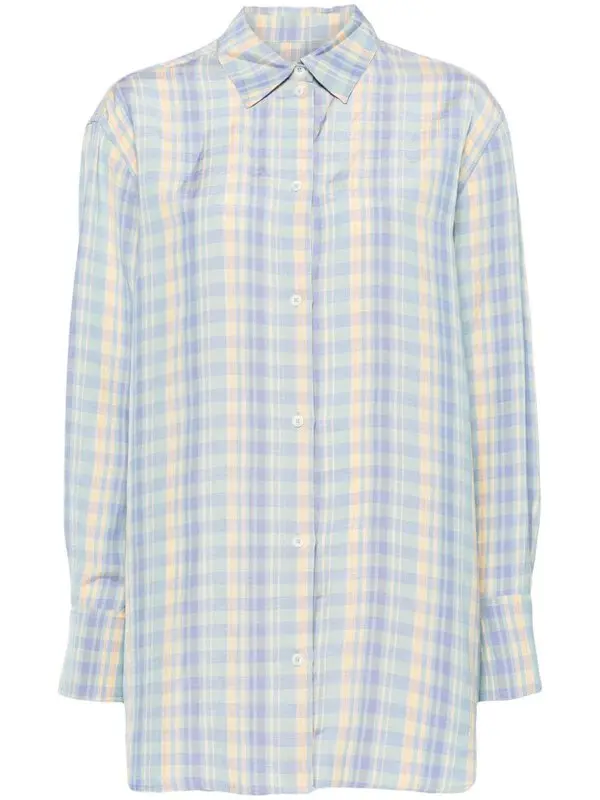 TOTÊME Plaid Linen Shirt - Purple