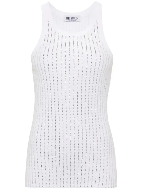 Attico Rhinestone-embellished Tank Top - White