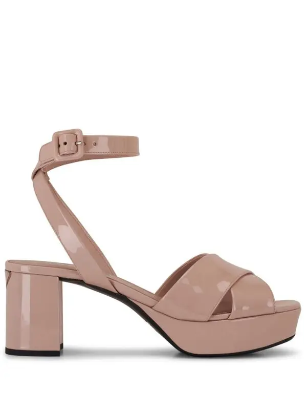 Prada Crossover-strap Patent-leather Sandals - Pink
