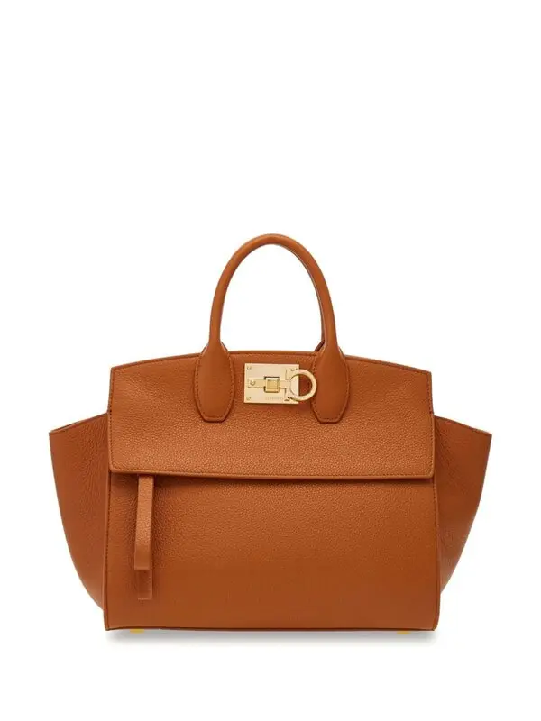 FERRAGAMO Small Studio Soft Leather Tote Bag - Brown