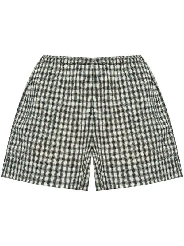 GANNI Check-print Thigh-length Shorts - White